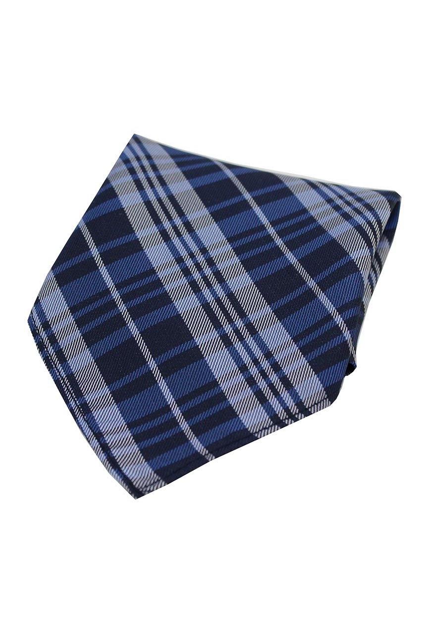 Soprano Blue Tartan Pattern Silk Pocket Square