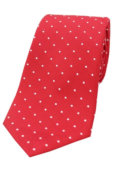 Soprano Red and White Pin Dot Silk Tie
